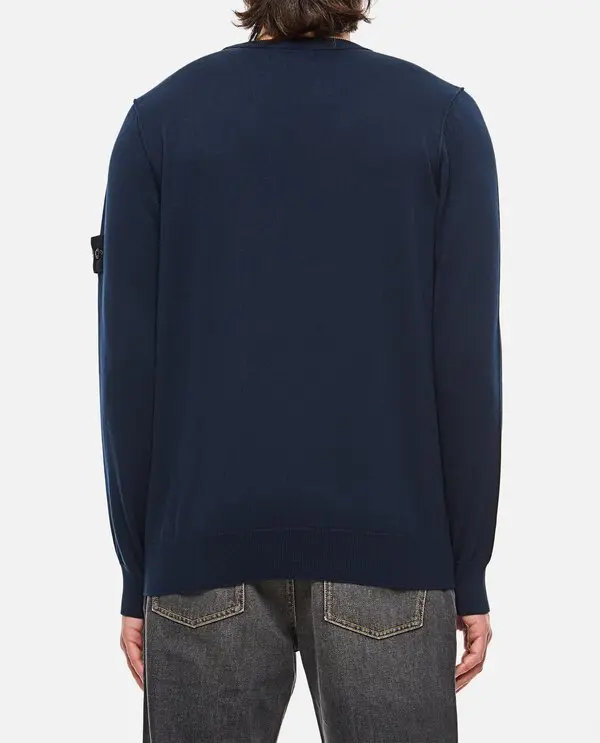 Stone Island Cotton Knit Pullover With Logo Badge - Multicolor