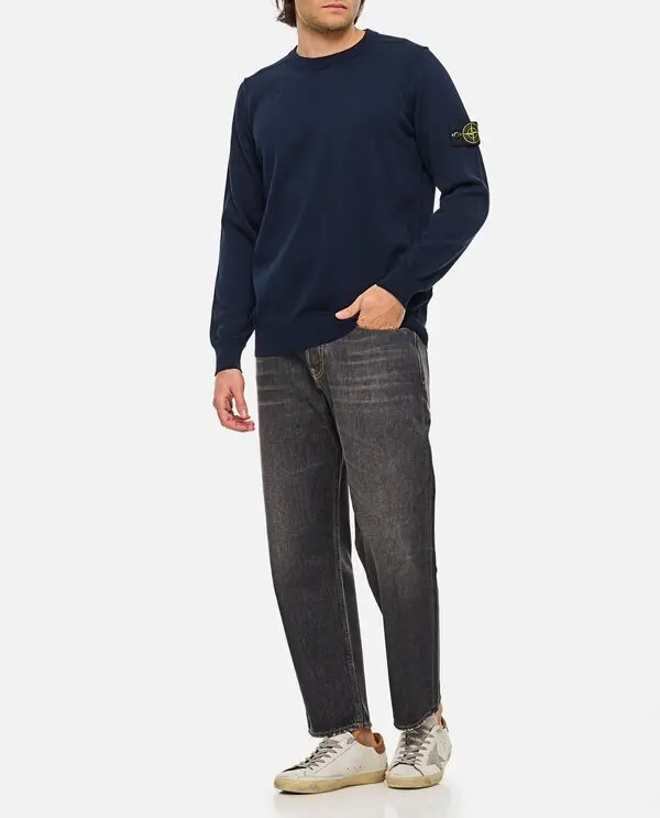Stone Island Cotton Knit Pullover With Logo Badge - Multicolor