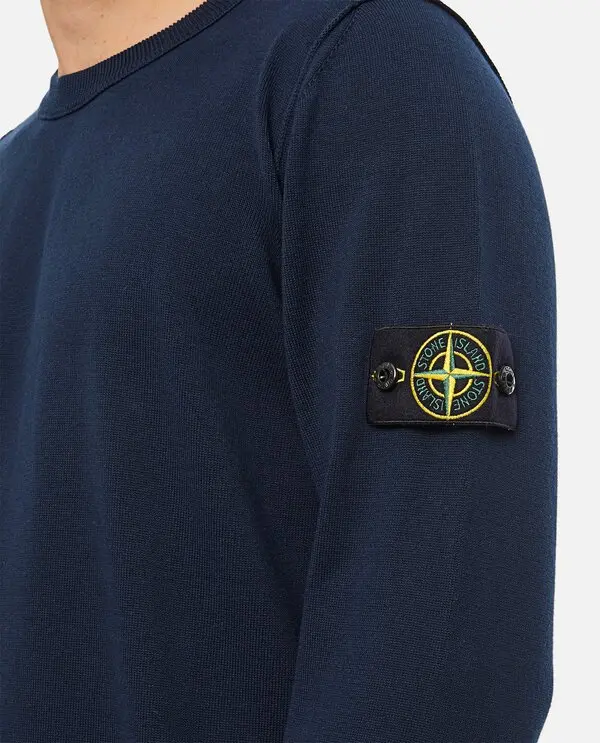 Stone Island Cotton Knit Pullover With Logo Badge - Multicolor