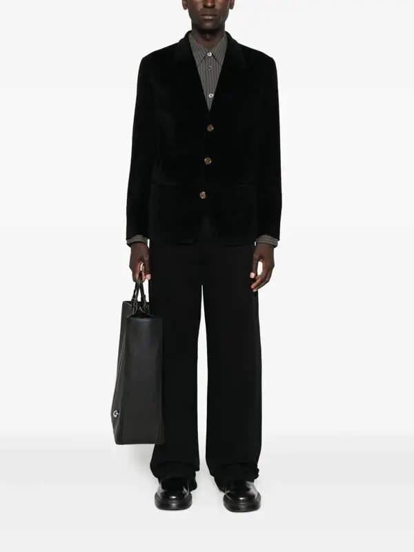 Dolce & Gabbana Black Cotton Peak Lapel Button-front Blazer
