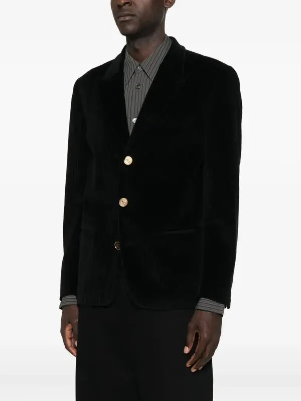 Dolce & Gabbana Black Cotton Peak Lapel Button-front Blazer