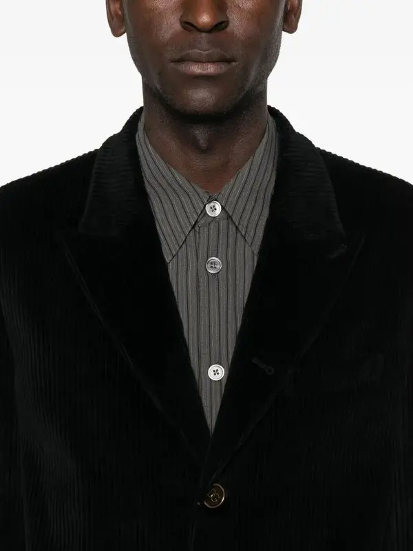 Dolce & Gabbana Black Cotton Peak Lapel Button-front Blazer