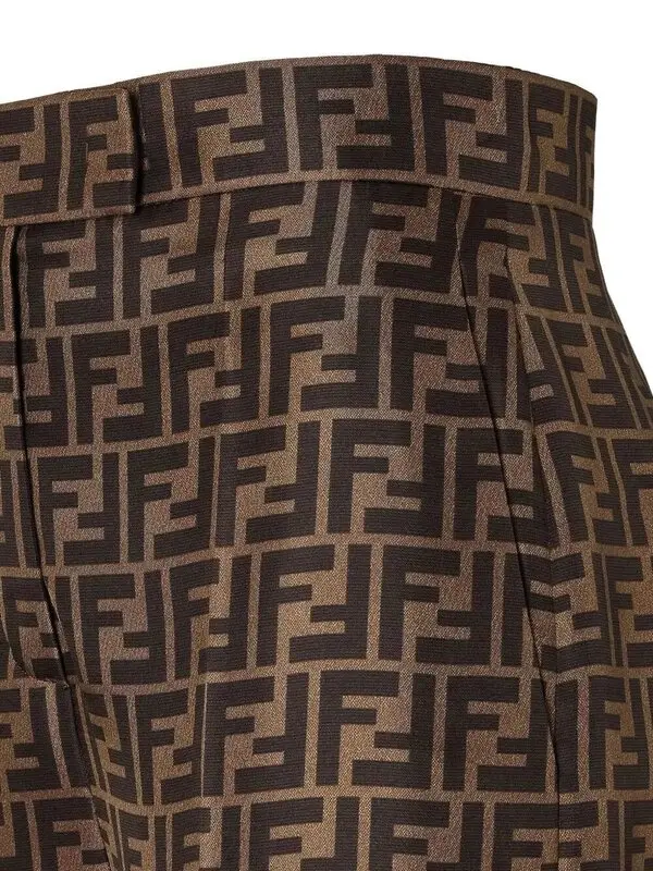 Fendi Silk Twill Ff Motif Wide-leg Pants
