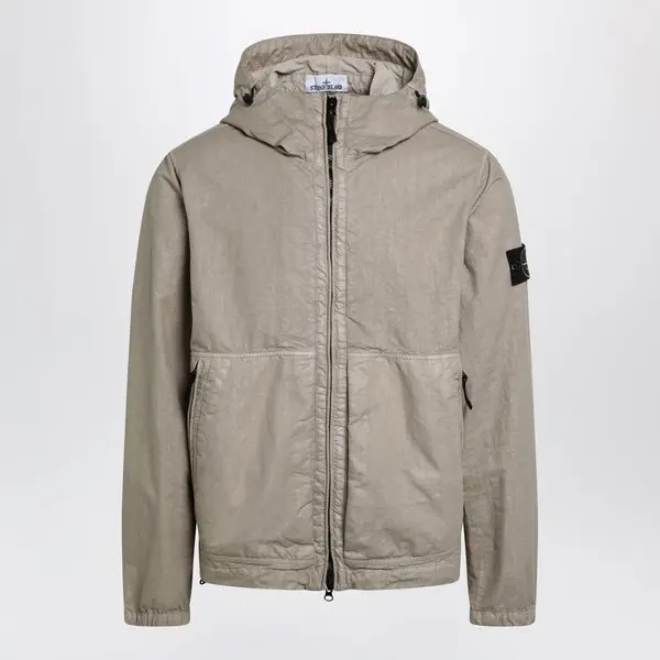 Stone Island Hooded Nylon Zip Jacket - Cream
