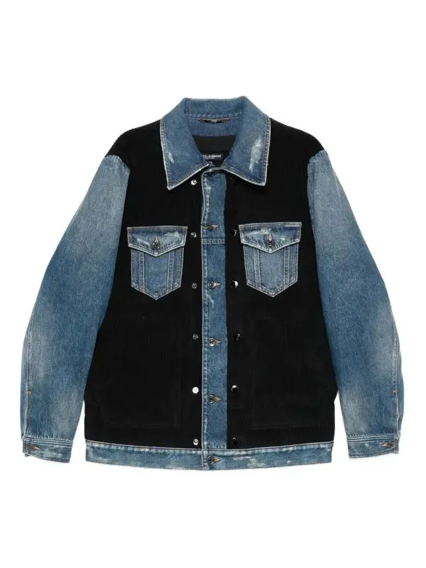 Dolce & Gabbana Paneled Corduroy And Denim Jacket