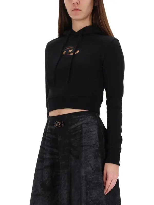 DIESEL® Cropped Hoodie With Cutout Detail - Black