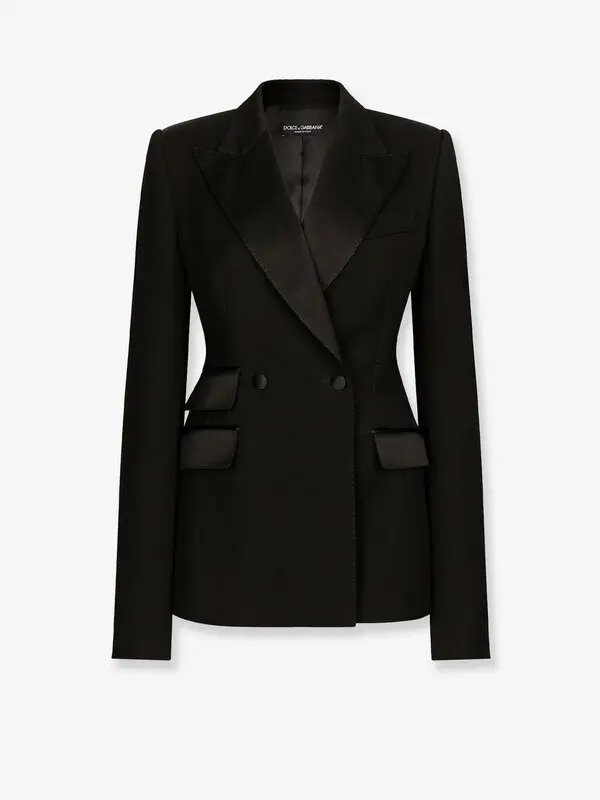 Dolce & Gabbana Black Virgin Wool And Silk Tuxedo Blazer - Multicolor