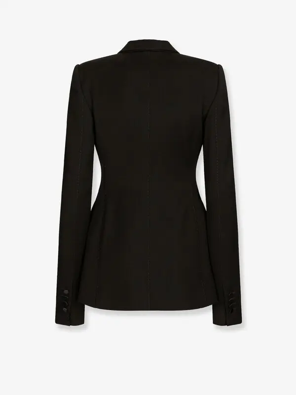 Dolce & Gabbana Black Virgin Wool And Silk Tuxedo Blazer - Multicolor