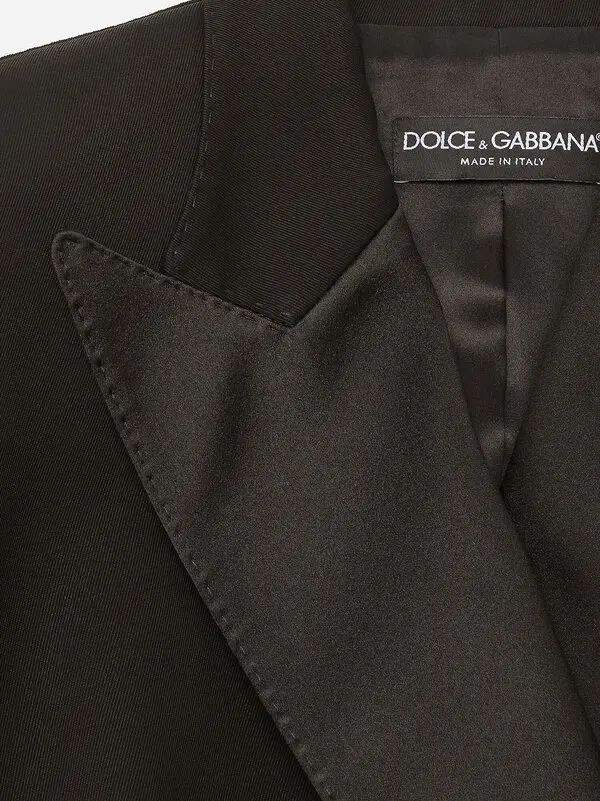 Dolce & Gabbana Black Virgin Wool And Silk Tuxedo Blazer - Multicolor