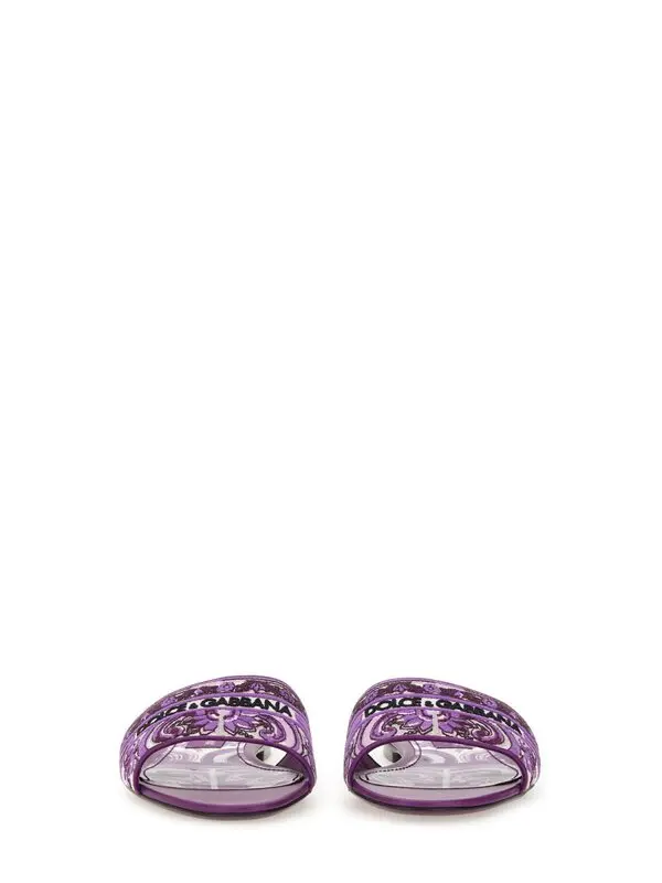 Dolce & Gabbana Embroidered Slide Sandals - Purple