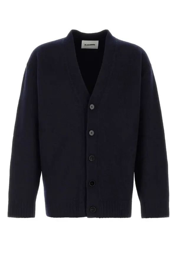 JIL SANDER Dark Wool Cardigan - Blue