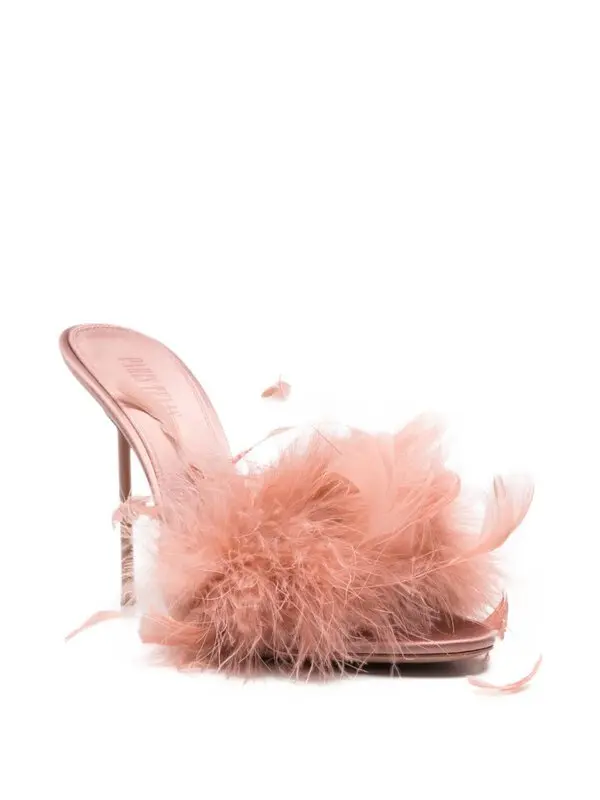 Paris Texas Patent Leather Feather Embellished Stiletto Heel Sandals - Multicolor