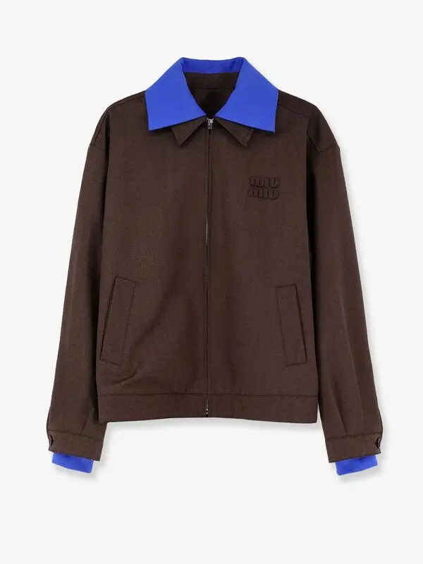 Miu Miu Virgin Wool Jacket With Logo Detail - Multicolor