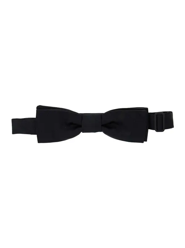 Dolce & Gabbana Black Silk Bowtie With Logo Patch - Multicolor