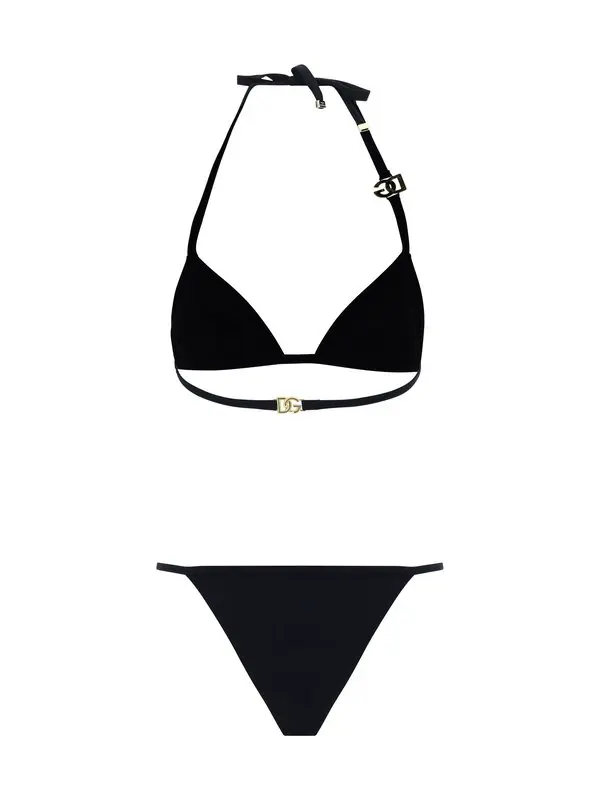 Dolce & Gabbana Two-piece Bikini With Plaque - Black