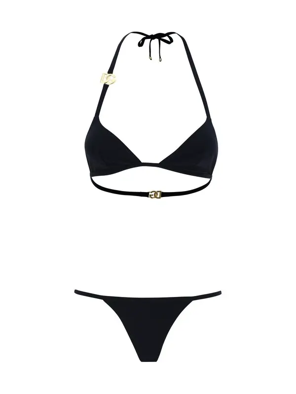 Dolce & Gabbana Two-piece Bikini With Plaque - Black
