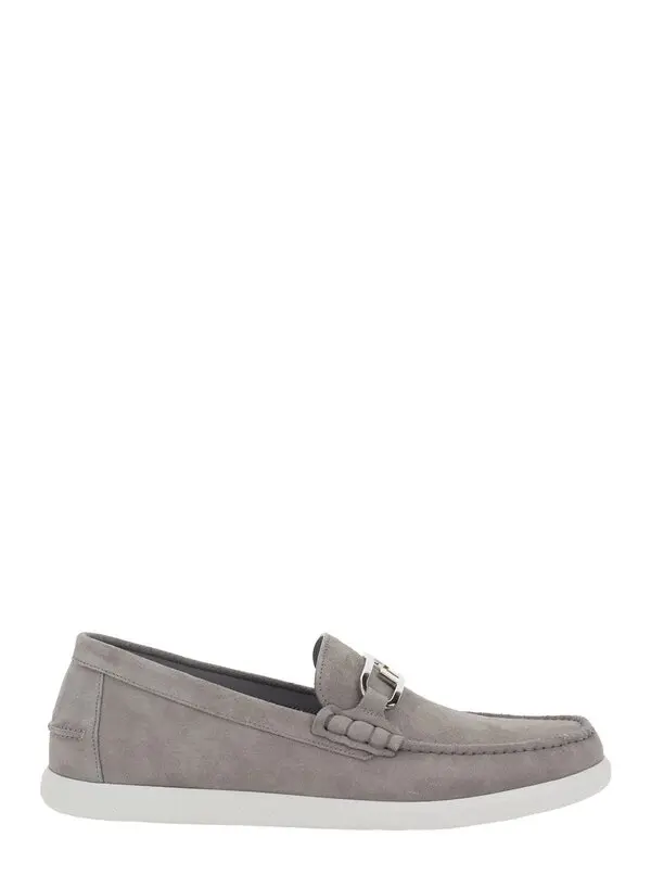 Fendi Suede Loafers With Ff Metal Buckle - Multicolor
