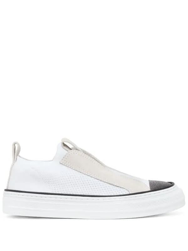 Brunello Cucinelli Suede And Canvas Slip-on Sneakers