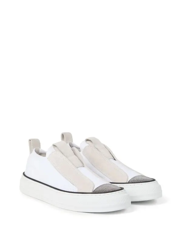 Brunello Cucinelli Suede And Canvas Slip-on Sneakers