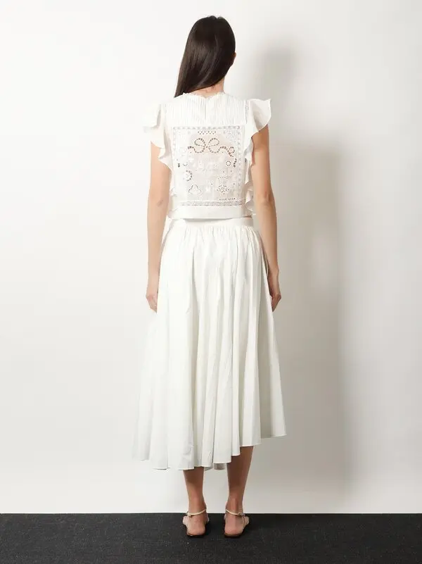 SELF-PORTRAIT Asymmetrical Flared Cotton Skirt