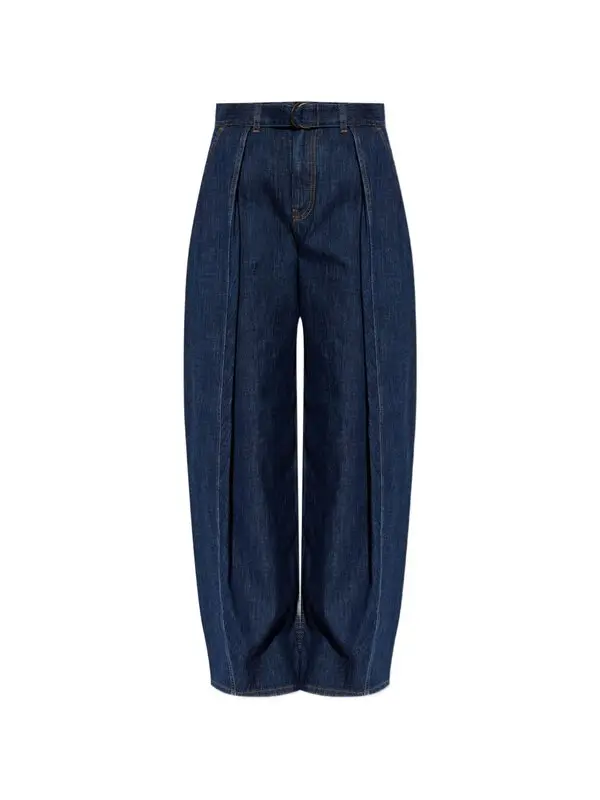 Loewe Belted Wide-leg Pleated Jeans - Multicolor