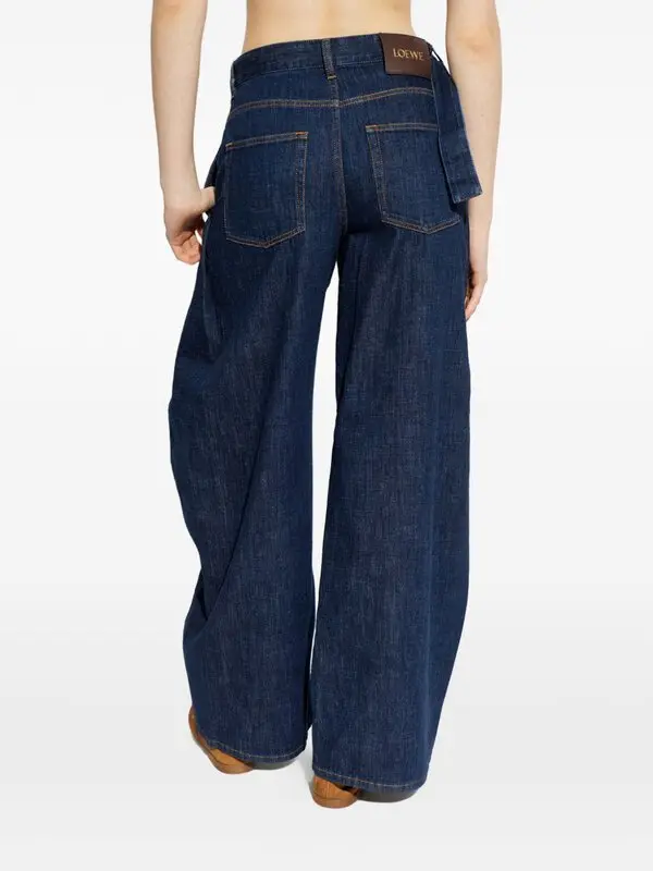 Loewe Belted Wide-leg Pleated Jeans - Multicolor
