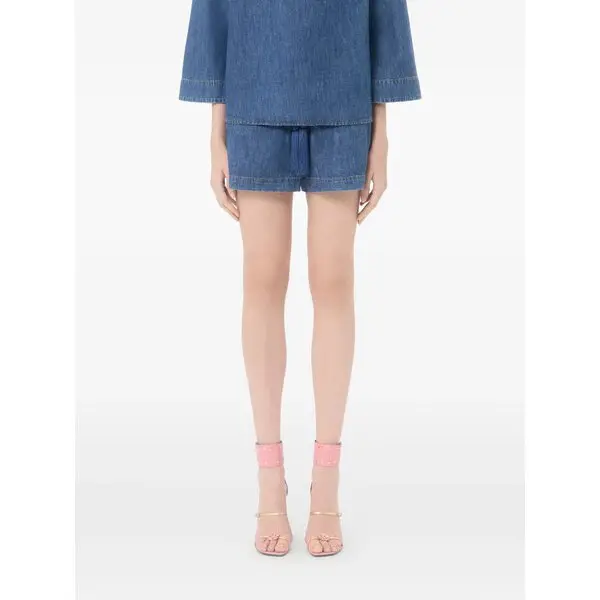 Valentino Garavani Chambray Shorts With Drawstring Waist - Blue