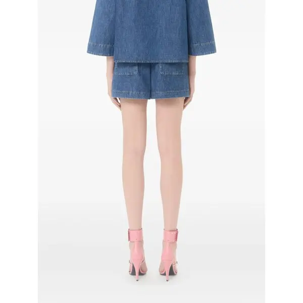 Valentino Garavani Chambray Shorts With Drawstring Waist - Blue