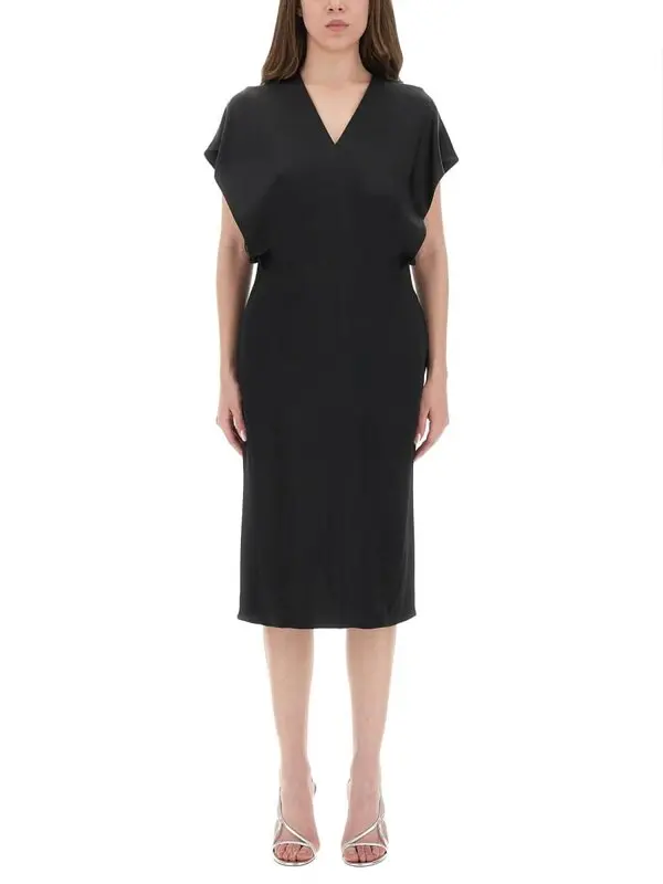Stella McCartney Midi Dress With Wing Sleeves - Black
