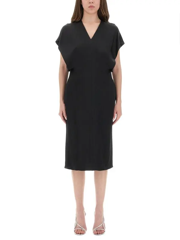 Stella McCartney Midi Dress With Wing Sleeves - Black