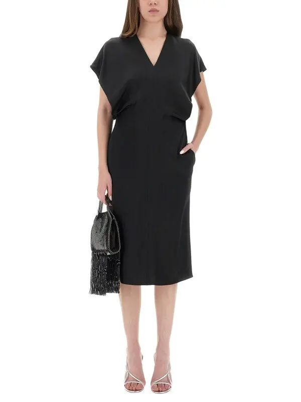 Stella McCartney Midi Dress With Wing Sleeves - Black