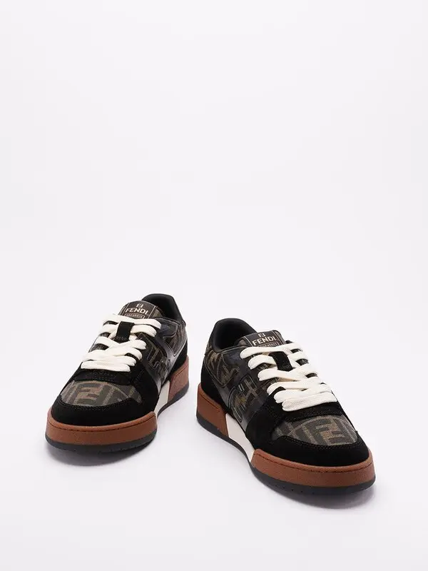 Fendi Calf Leather Monogram Pattern Sneakers - Multicolor