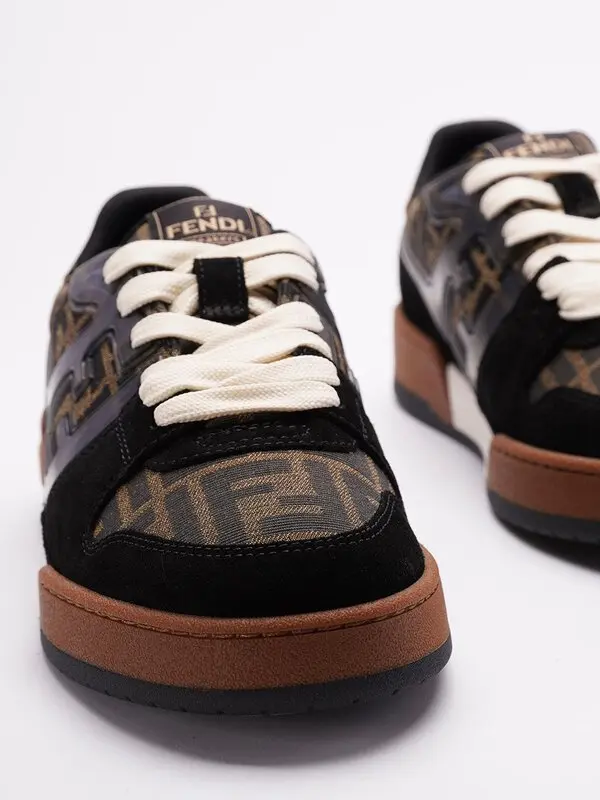 Fendi Calf Leather Monogram Pattern Sneakers - Multicolor