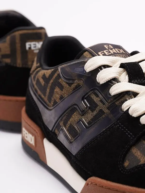 Fendi Calf Leather Monogram Pattern Sneakers - Multicolor