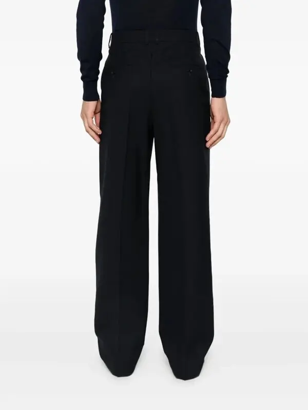 Saint Laurent Wool Tailored Wide Leg Trousers - Multicolor