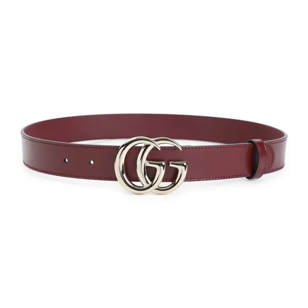 Gucci Gg Gold Buckle Leather Belt