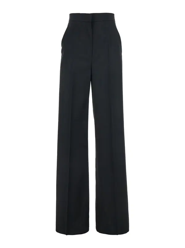 Max Mara Wool Wide Leg Pants - Black