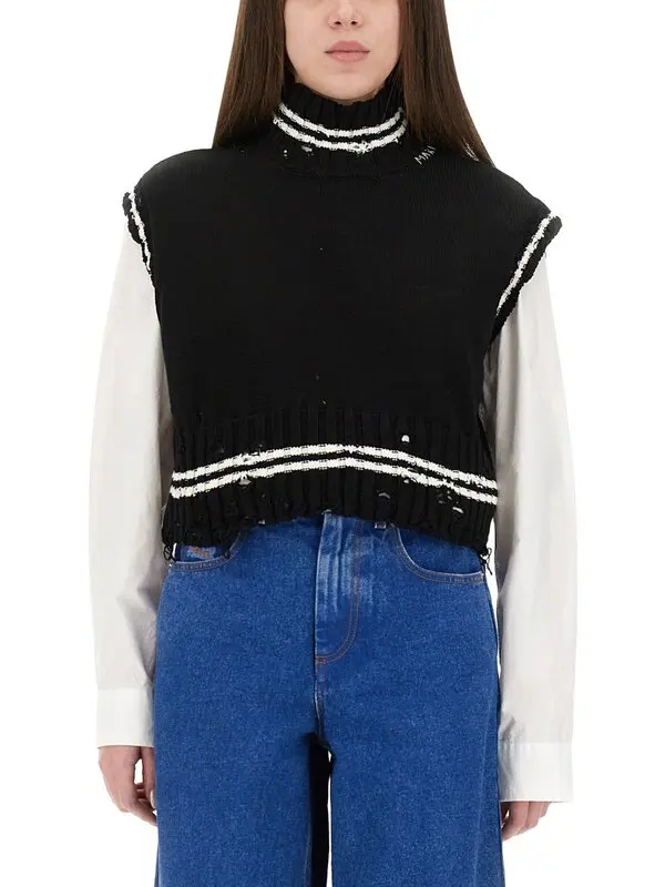 Marni Cropped Cotton Knit Vest