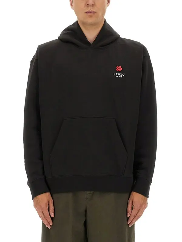 Kenzo Oversized Cotton Hoodie With Embroidered Logo - Black