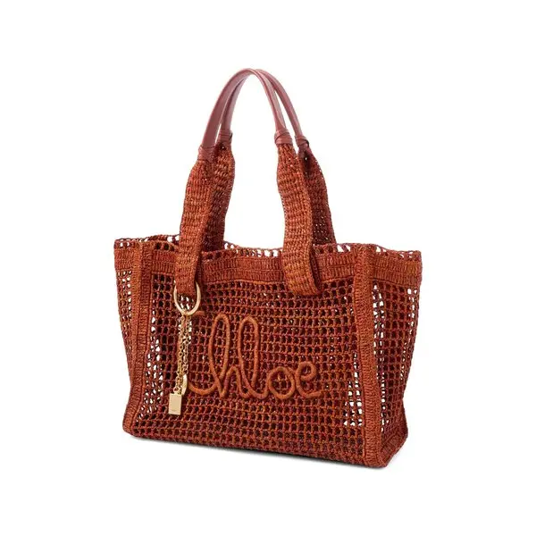 Chloé Raffia Tote Bag With Gold-tone Hardware