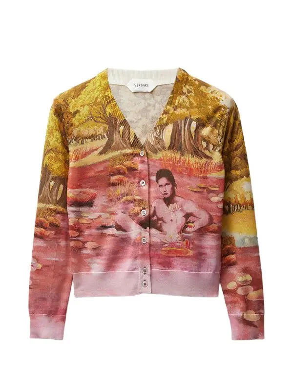 Versace Printed Silk Cardigan - Multicolor