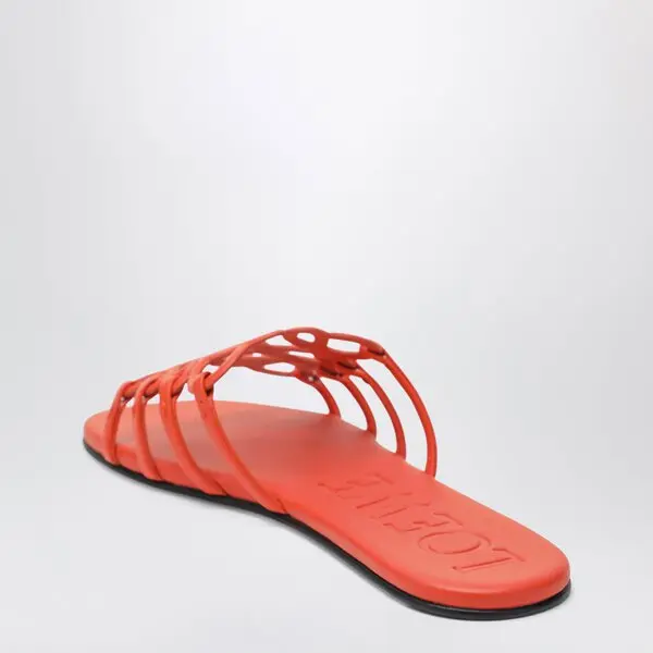Loewe Slide Anagram Petal Leather Sandals - Orange