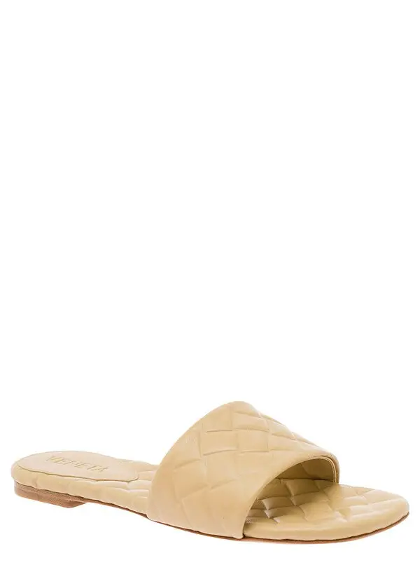 Bottega Veneta Intreccio Leather Slides - Cream