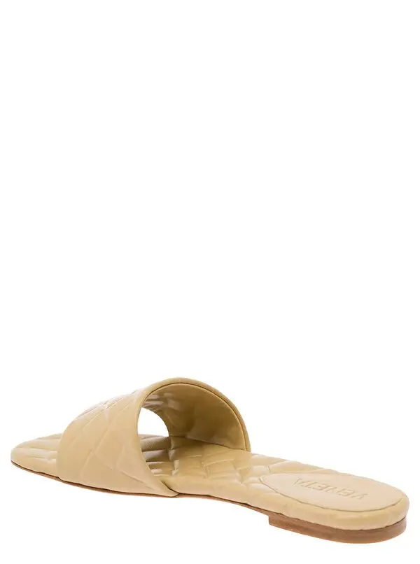 Bottega Veneta Intreccio Leather Slides - Cream