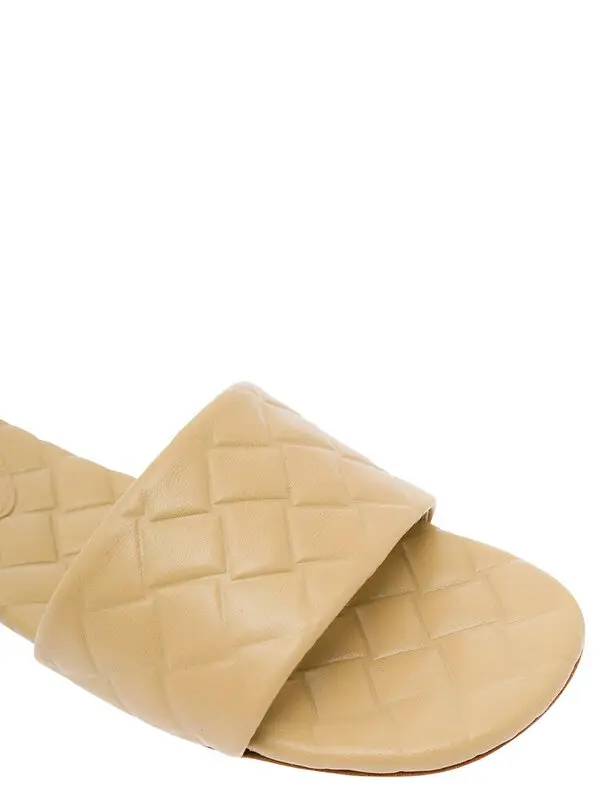 Bottega Veneta Intreccio Leather Slides - Cream