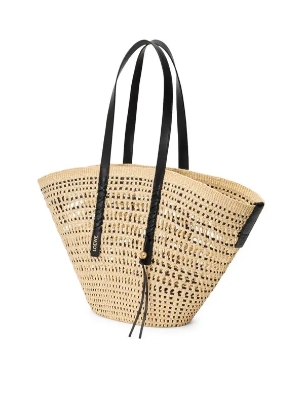 Loewe Large Braid Basket Bag In Iraca Palm And Calfskin - Multicolor
