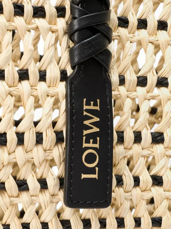 Loewe Large Braid Basket Bag In Iraca Palm And Calfskin - Multicolor