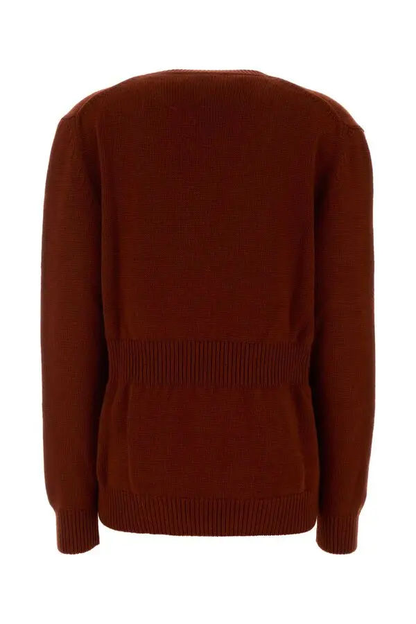 Fendi Brick Stretch Cashmere V-neck Sweater - Red