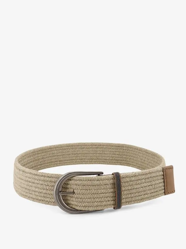 Brunello Cucinelli Linen Belt With Monili Detail - Multicolor