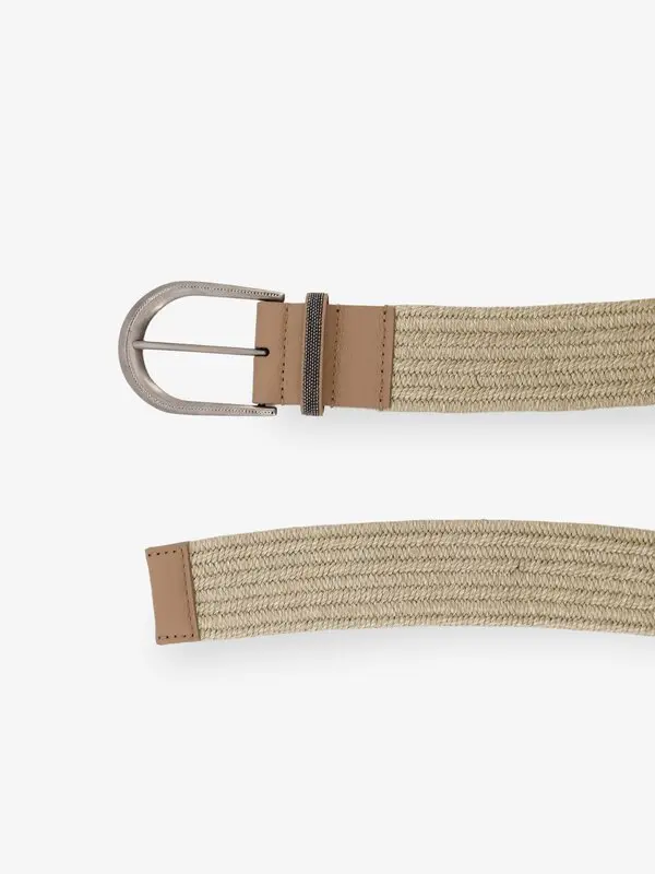 Brunello Cucinelli Linen Belt With Monili Detail - Multicolor
